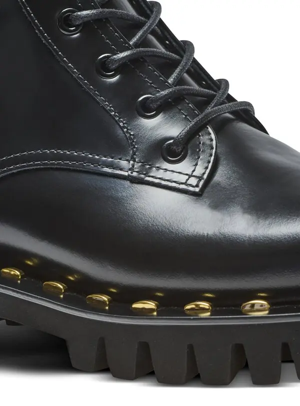 Balmain Glazed Leather Army Boots With Square Toe And Platform