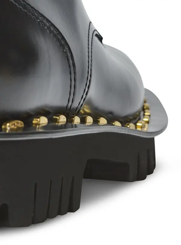 Balmain Glazed Leather Army Boots With Square Toe And Platform