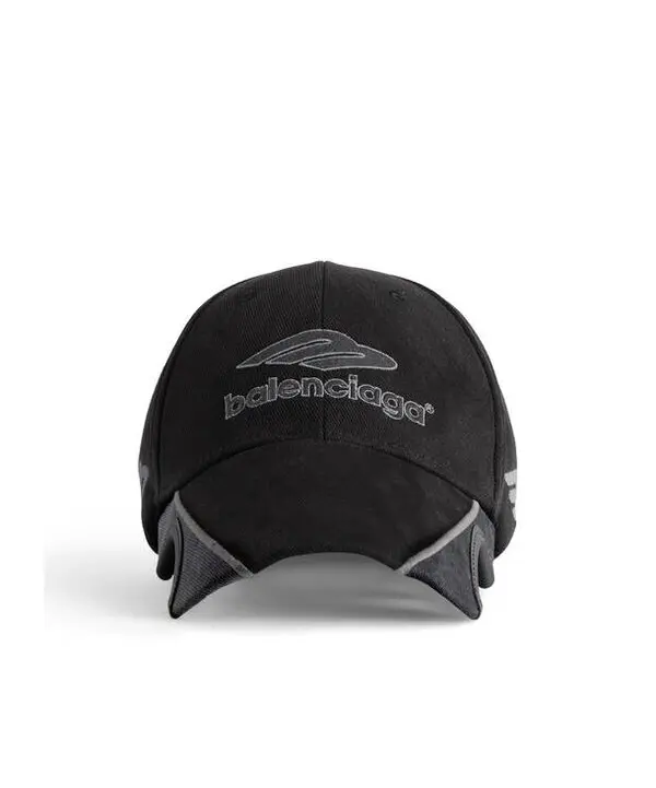 Balenciaga Logo Embroidered Baseball Cap - Black/grey