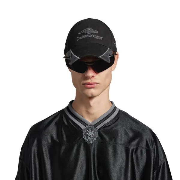Balenciaga Logo Embroidered Baseball Cap - Black/grey