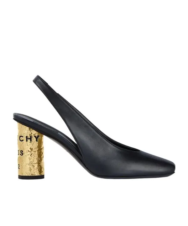 Givenchy Calfskin Leather Tape Slingback Pumps With Sculptural Heel - Black