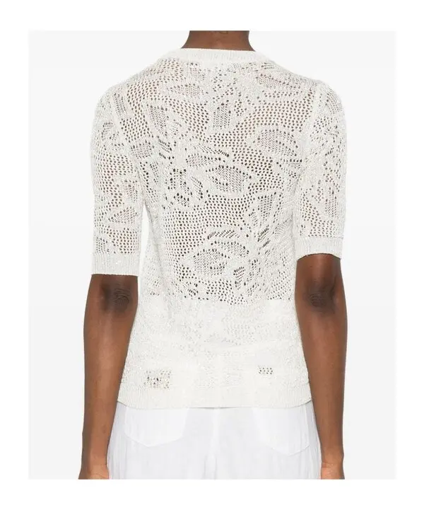 Fabiana Filippi Openwork Knit Top With Sequin Embellishment
