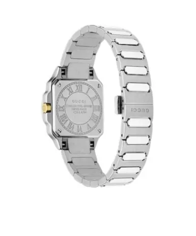 Gucci G-flat 24mm Watch With Gold-plated Bezel And Diamonds