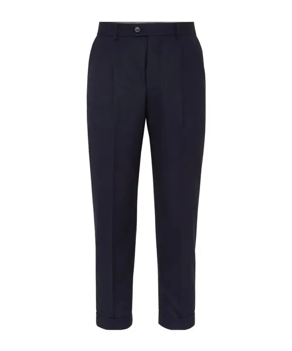 Brunello Cucinelli Tapered-leg Wool Trousers - Blue