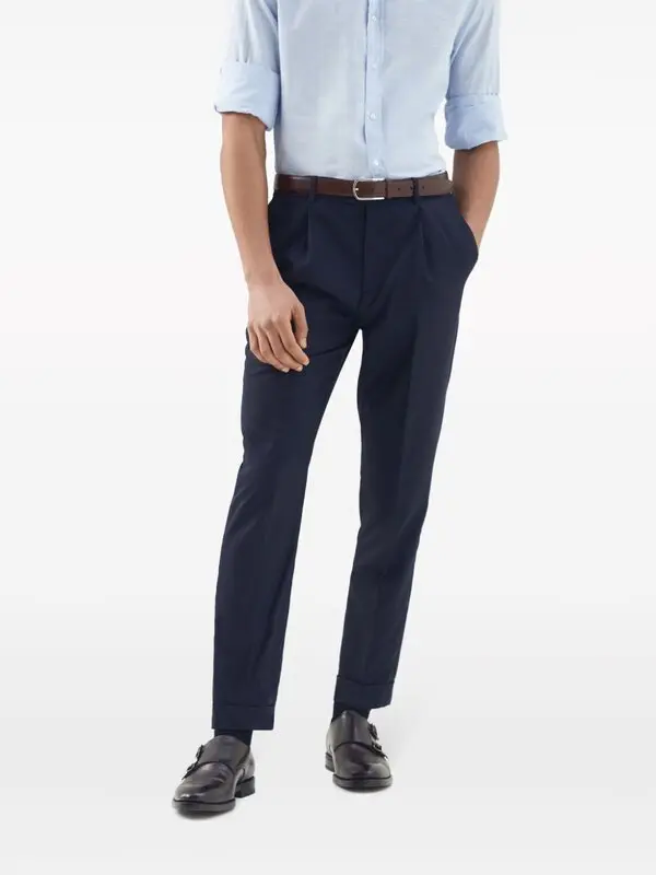 Brunello Cucinelli Tapered-leg Wool Trousers - Blue