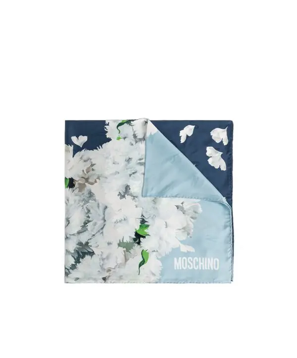 Moschino Floral Printed Satin Scarf - White