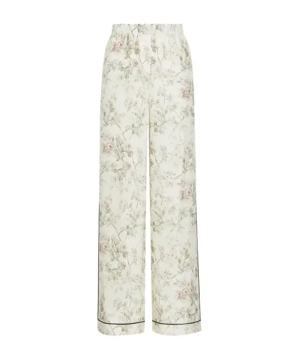 Dior Floral Print Pyjama Pants - White
