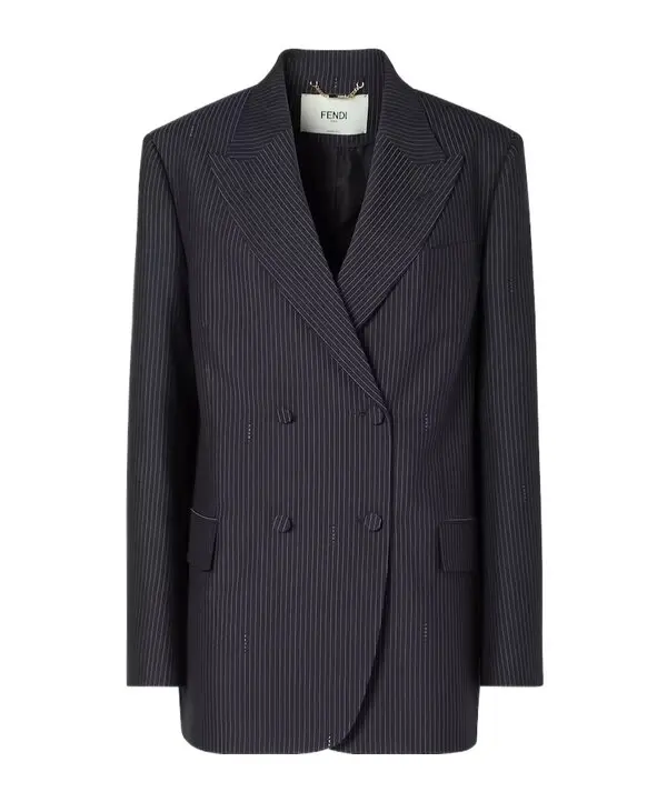 Fendi Double-breasted Pinstriped Blazer