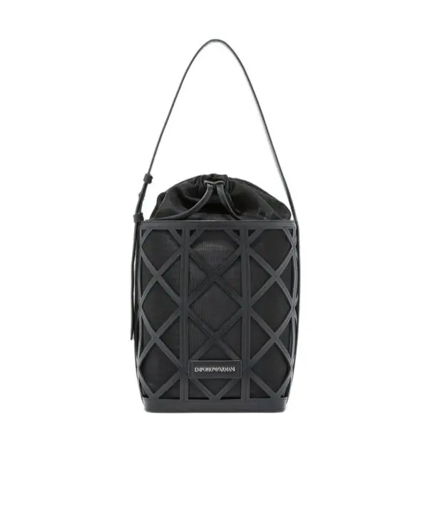 Emporio Armani Drawstring Bucket Tote Bag - Black