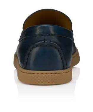 CHRISTIAN LOUBOUTIN Round Toe Loafers With Metal Collar Pin - Blue