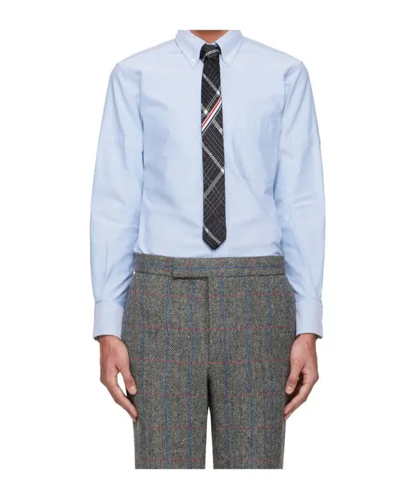 Thom Browne Long Sleeve Buttoned Shirt - Light Blue
