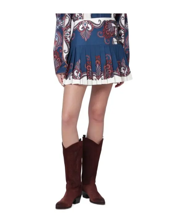 Farm Rio Arabesque Pleated Mini Skirt