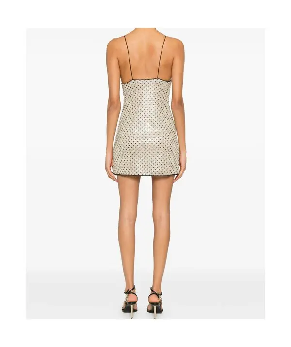 Oseree Spaghetti Strap Sequined Mini Dress With Polka Dot Print