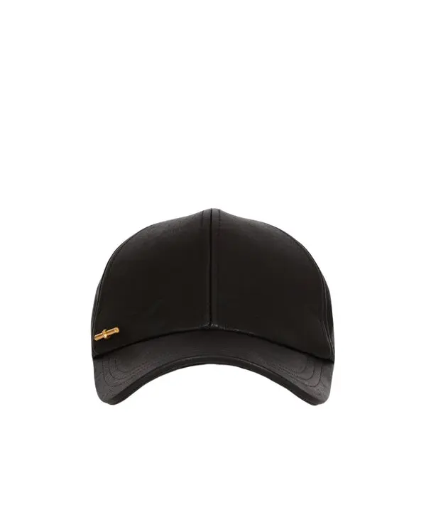 Balmain Lambskin Cap With Engraved Buckle - Black