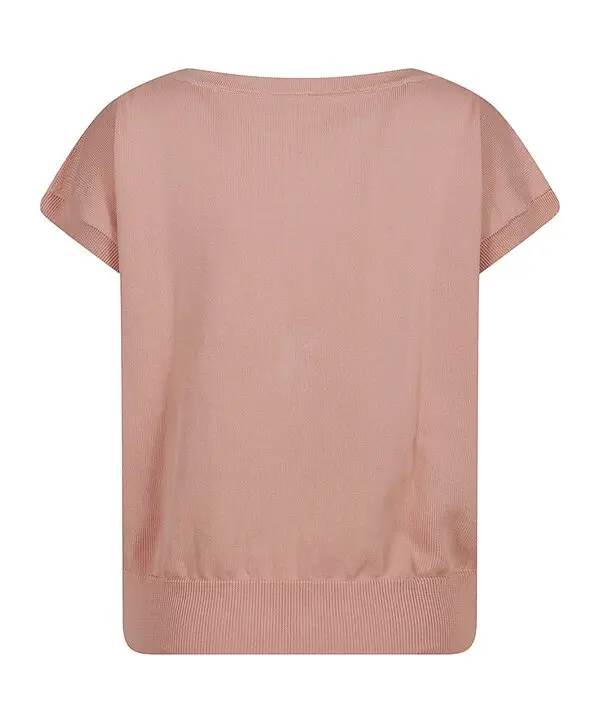 Peserico Short Sleeve Boat Neck Fine Knit Jumper - Pink