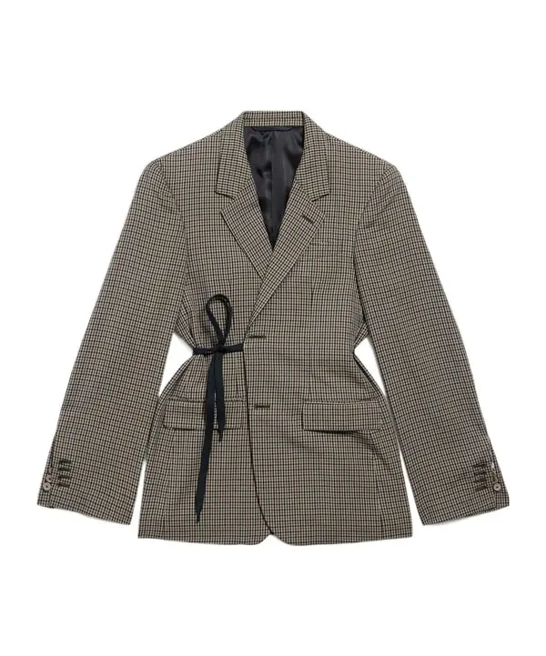 Balenciaga Checked Wrap Tailored Jacket - Gray