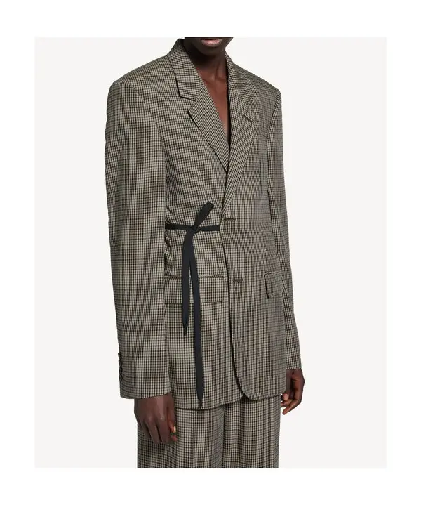 Balenciaga Checked Wrap Tailored Jacket - Gray