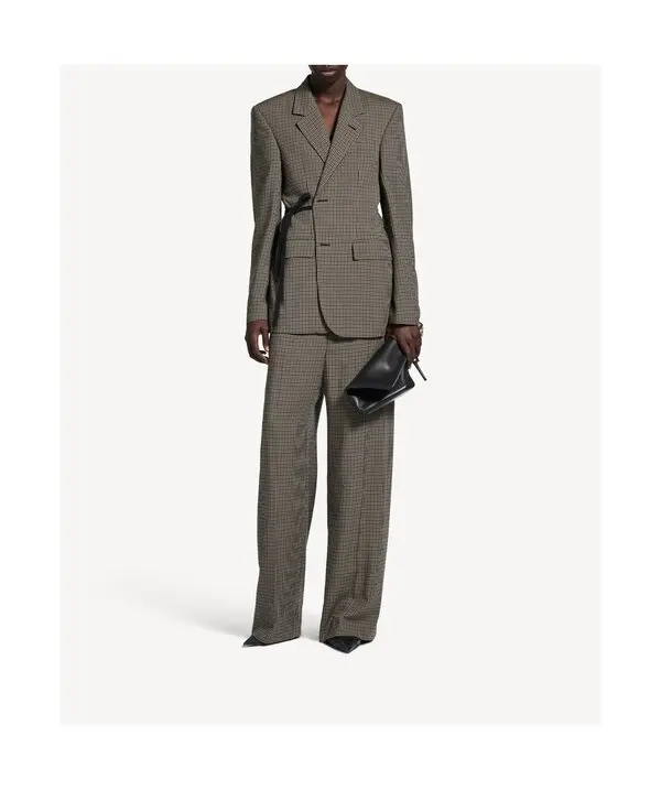 Balenciaga Checked Wrap Tailored Jacket - Gray