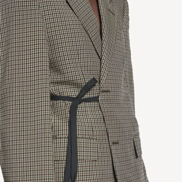 Balenciaga Checked Wrap Tailored Jacket - Gray