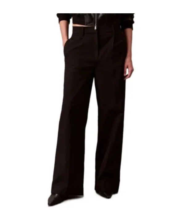 Calvin Klein Tailored Pleated Wide-leg Trousers With Buckle Detail