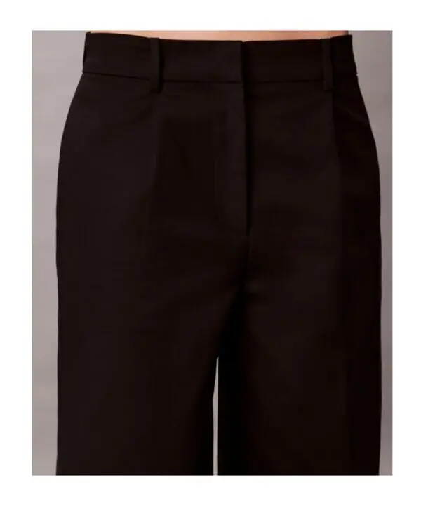 Calvin Klein Tailored Pleated Wide-leg Trousers With Buckle Detail