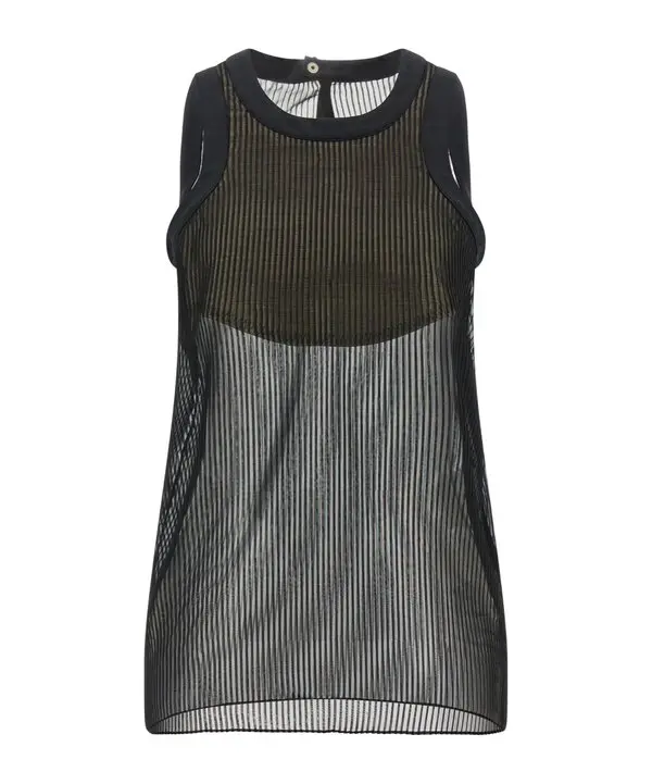 Sacai Crewneck Sleeveless Tank Top With Satin Details