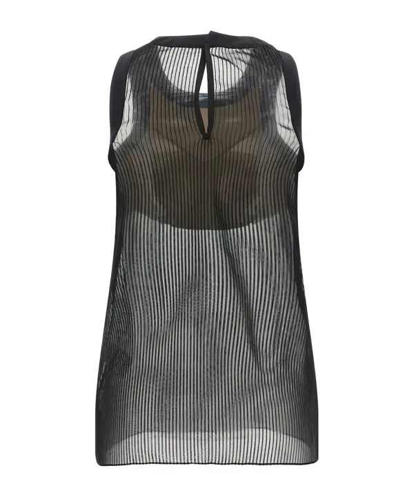Sacai Crewneck Sleeveless Tank Top With Satin Details