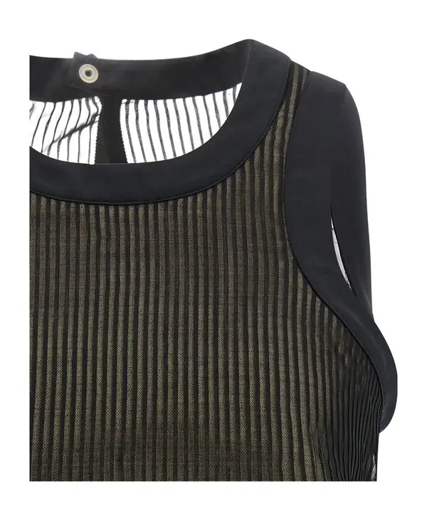 Sacai Crewneck Sleeveless Tank Top With Satin Details