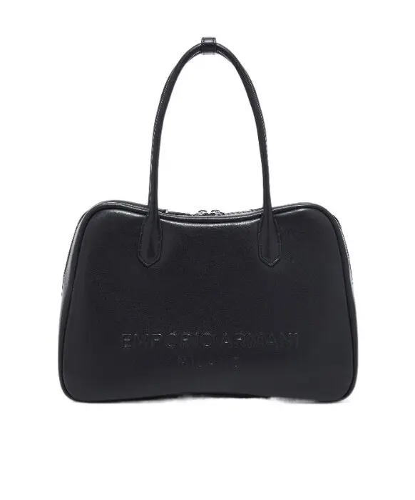 Emporio Armani Embossed Logo Leather Shoulder Bag