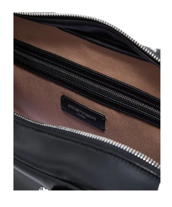 Emporio Armani Embossed Logo Leather Shoulder Bag