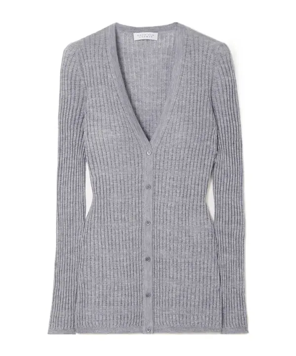 Gabriela Hearst Long Sleeve Ribbed V-neck Cardigan