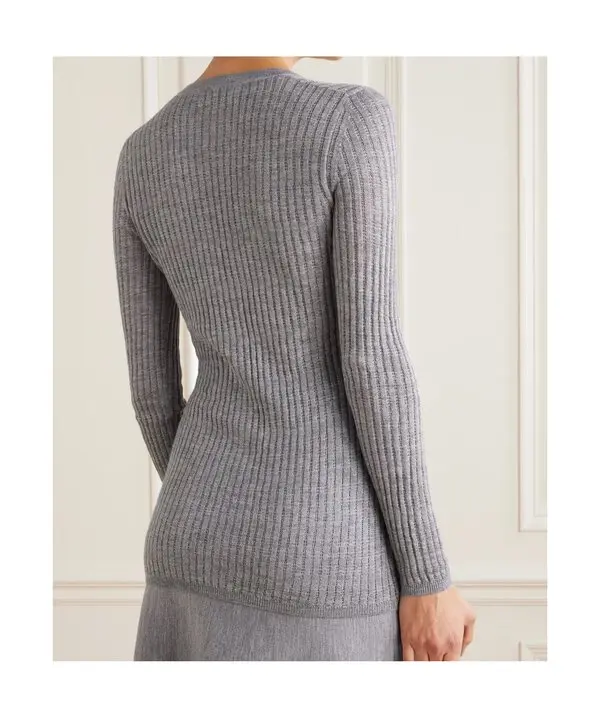 Gabriela Hearst Long Sleeve Ribbed V-neck Cardigan