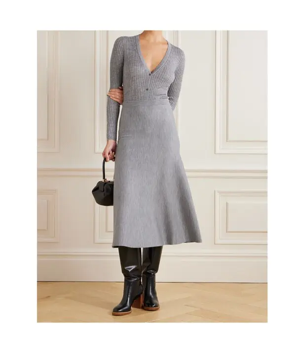 Gabriela Hearst Long Sleeve Ribbed V-neck Cardigan