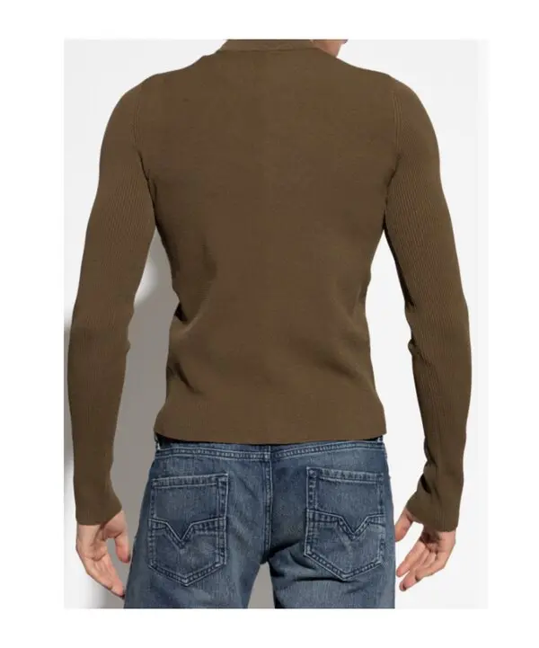 DIESEL® Logo Plaque Ribbed Knit Top - Green
