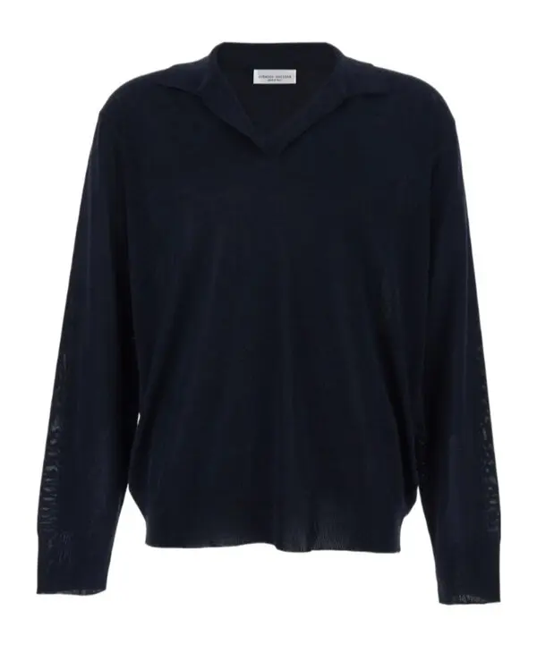 ROBERTO COLLINA Open Collar Knitted Top - Black