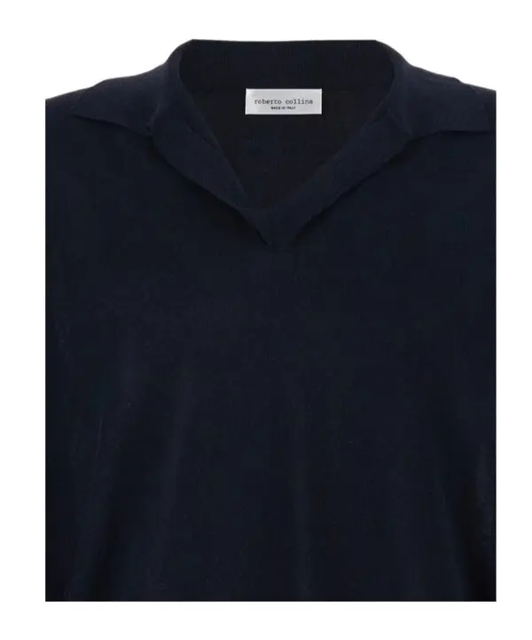 ROBERTO COLLINA Open Collar Knitted Top - Black