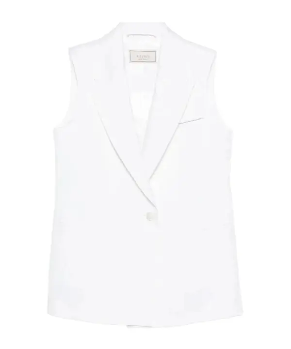 Peserico Belted Waist Sleeveless Vest - Bianco Naturale