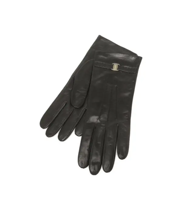 FERRAGAMO Logo Detail Leather Gloves