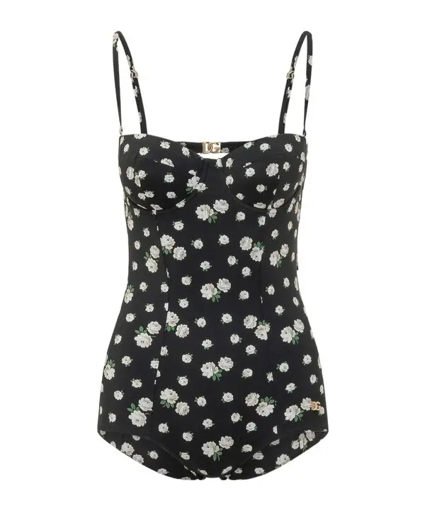Dolce & Gabbana Floral Print One-piece Swimsuit - Black