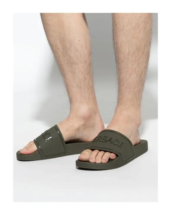 Versace Logo Raised Open-toe Slides