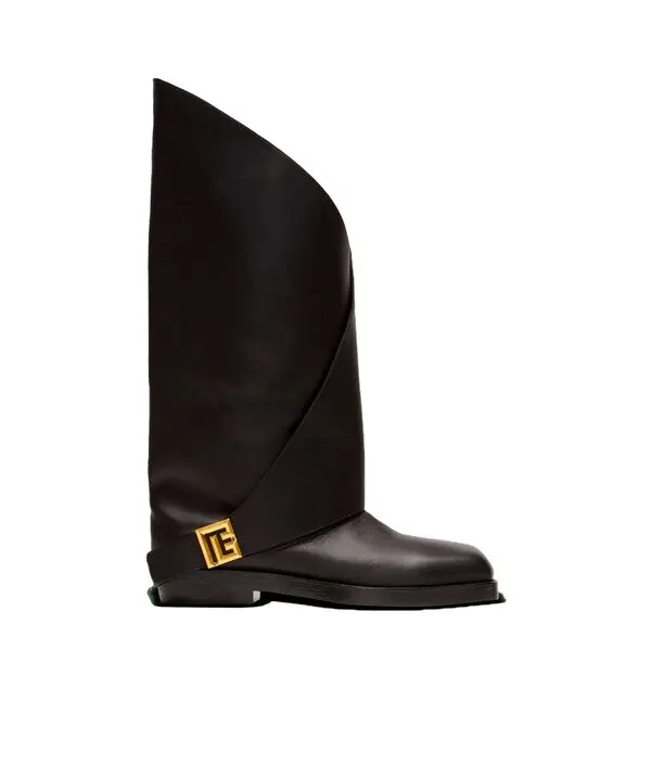 Balmain Twist Flat Leather Boots