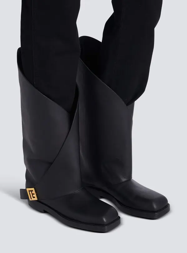 Balmain Twist Flat Leather Boots