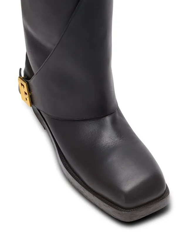 Balmain Twist Flat Leather Boots