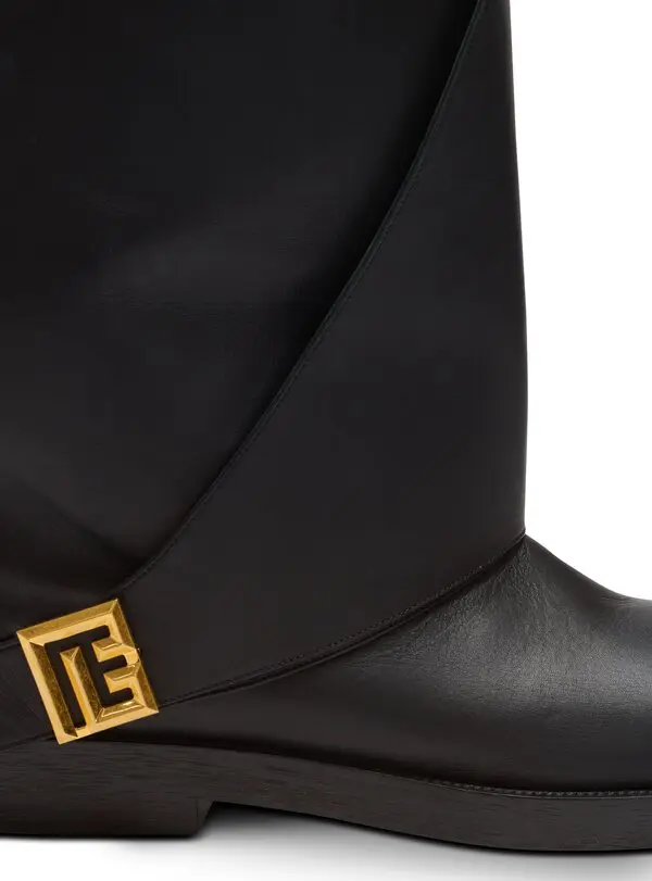 Balmain Twist Flat Leather Boots