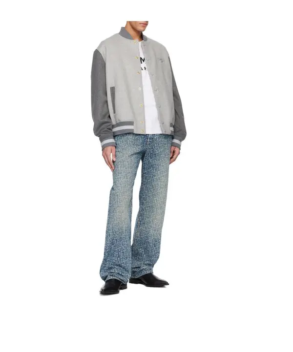 Balmain Monogram Printed Straight-leg Jeans