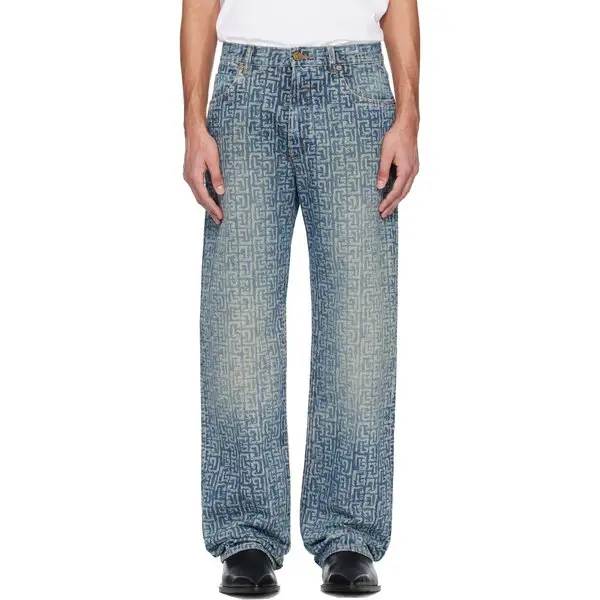 Balmain Monogram Printed Straight-leg Jeans
