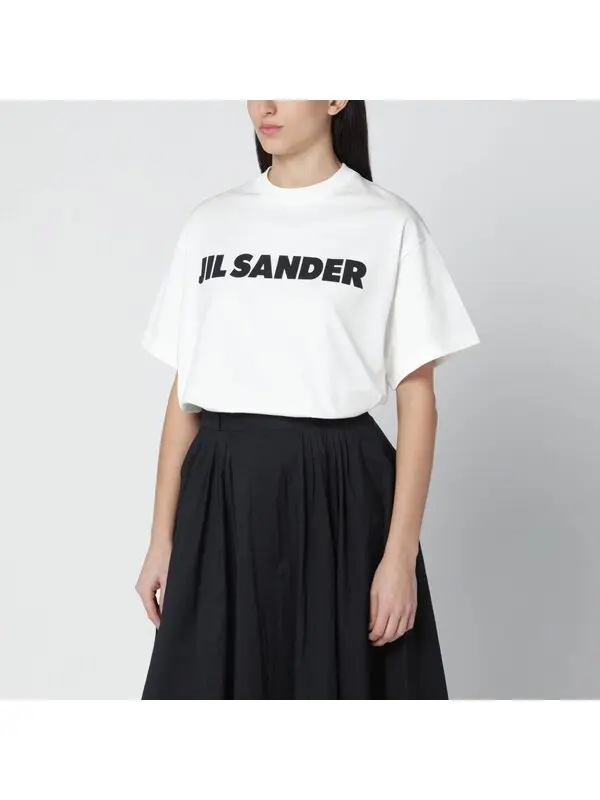 JIL SANDER Logo Printed Crewneck T-shirt - Cream
