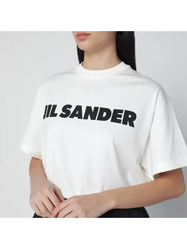 JIL SANDER Logo Printed Crewneck T-shirt - Cream