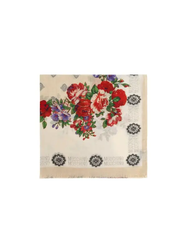 Moschino Floral Printed Scarf - Nude
