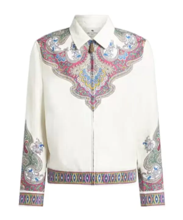 Etro Paisley Print Linen Bomber Jacket - White